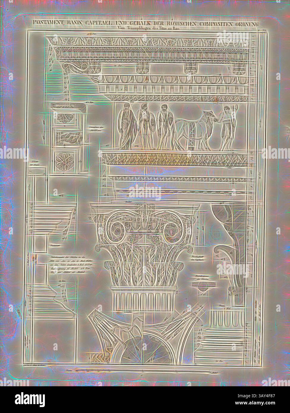 An intricate architectural drawing showcasing a classical design ...