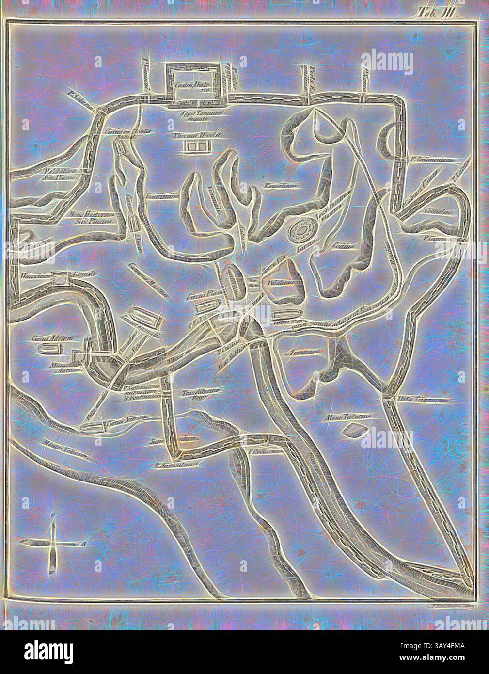 An intricately detailed map showcases a network of winding paths ...