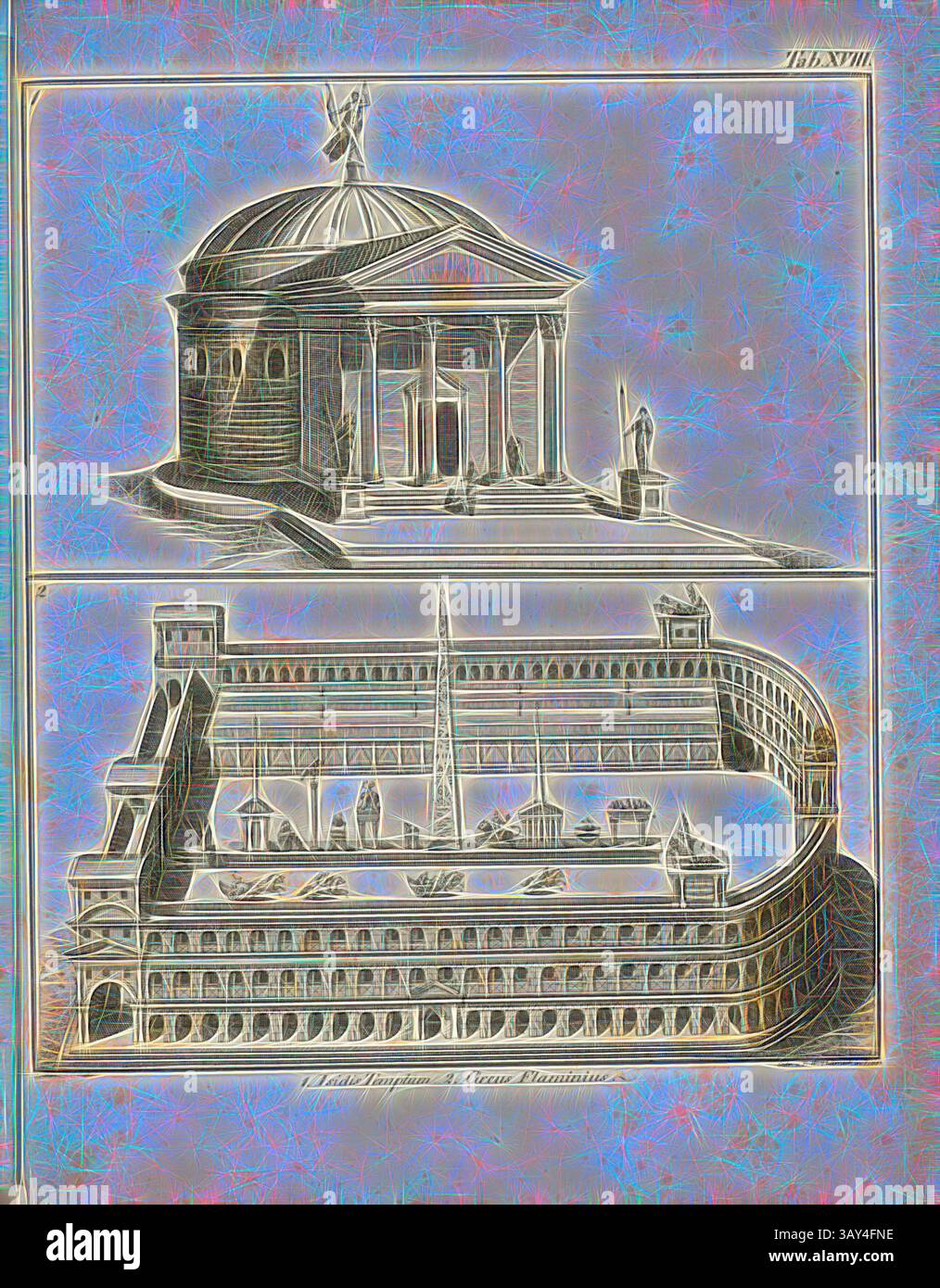 Two architectural illustrations showcase prominent historical ...