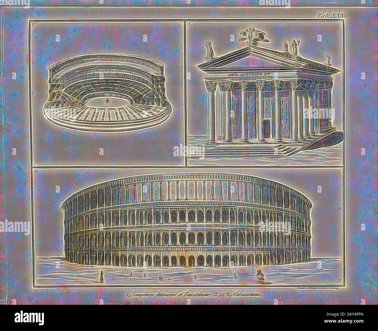 A detailed artistic representation featuring three iconic Roman ...