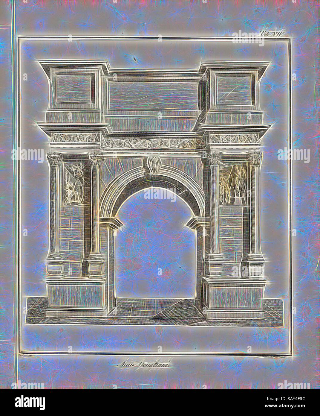 A grand archway features intricate carvings and ornate detailing ...