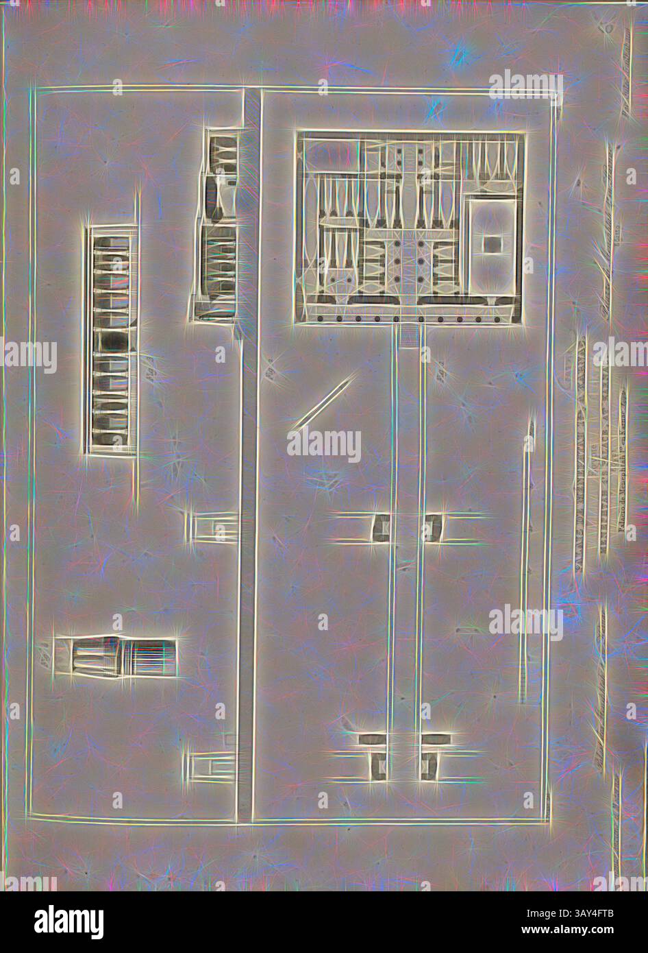 A detailed schematic showcasing various sections and components ...