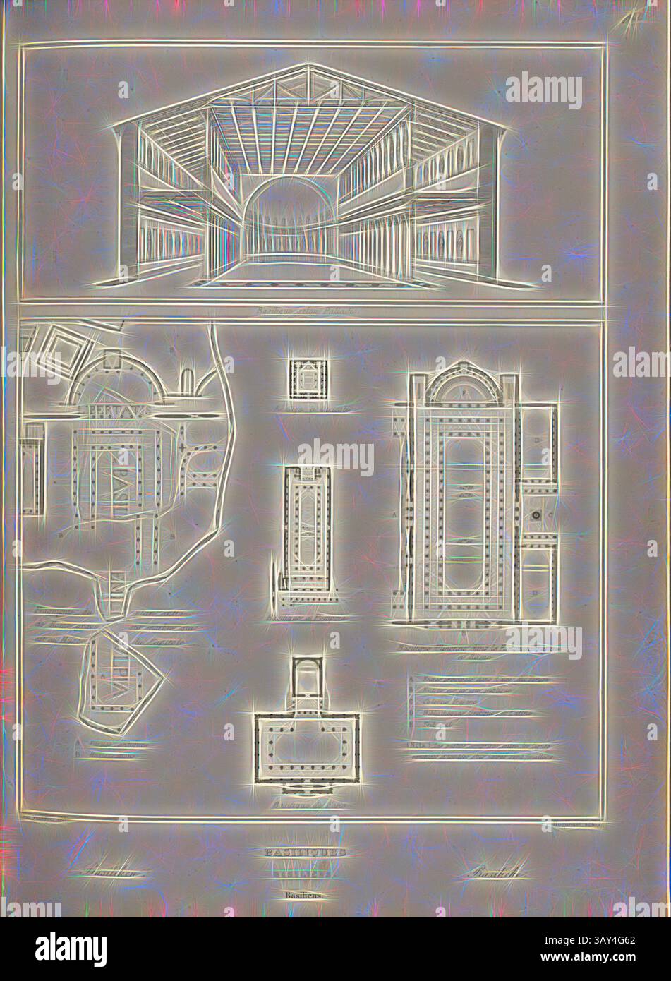 A detailed architectural blueprint showcases a large, intricate ...