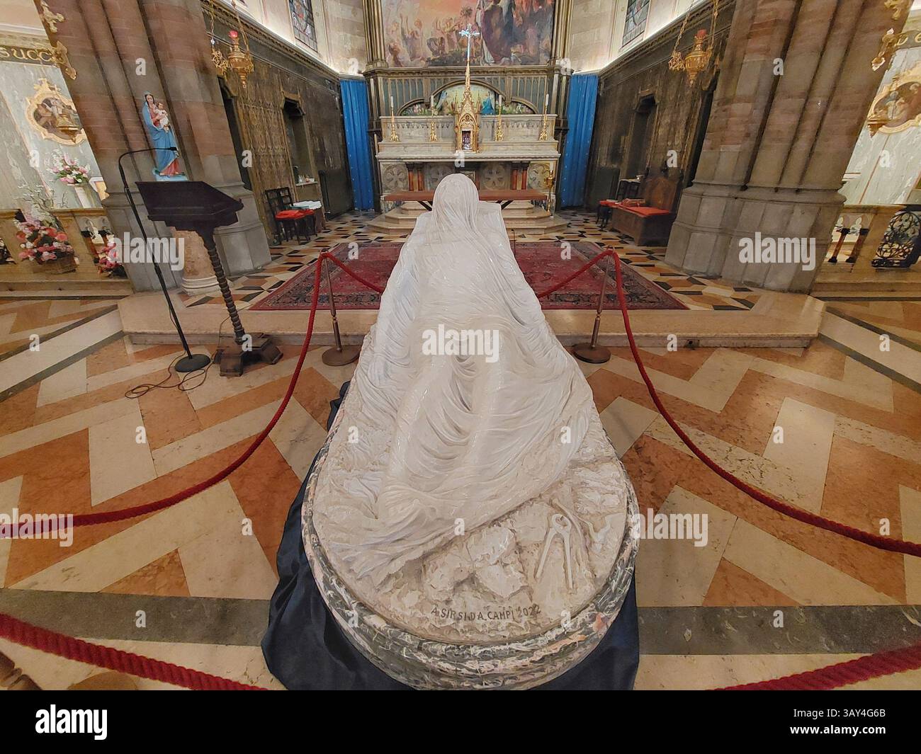 MARBLE SCULPTURE IL CRISTO VELATO BY ALBINO SIRSI INSIDETHE CHURCH OF ...