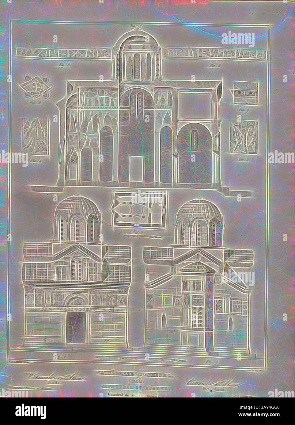 A detailed architectural illustration showcases the intricate designs ...