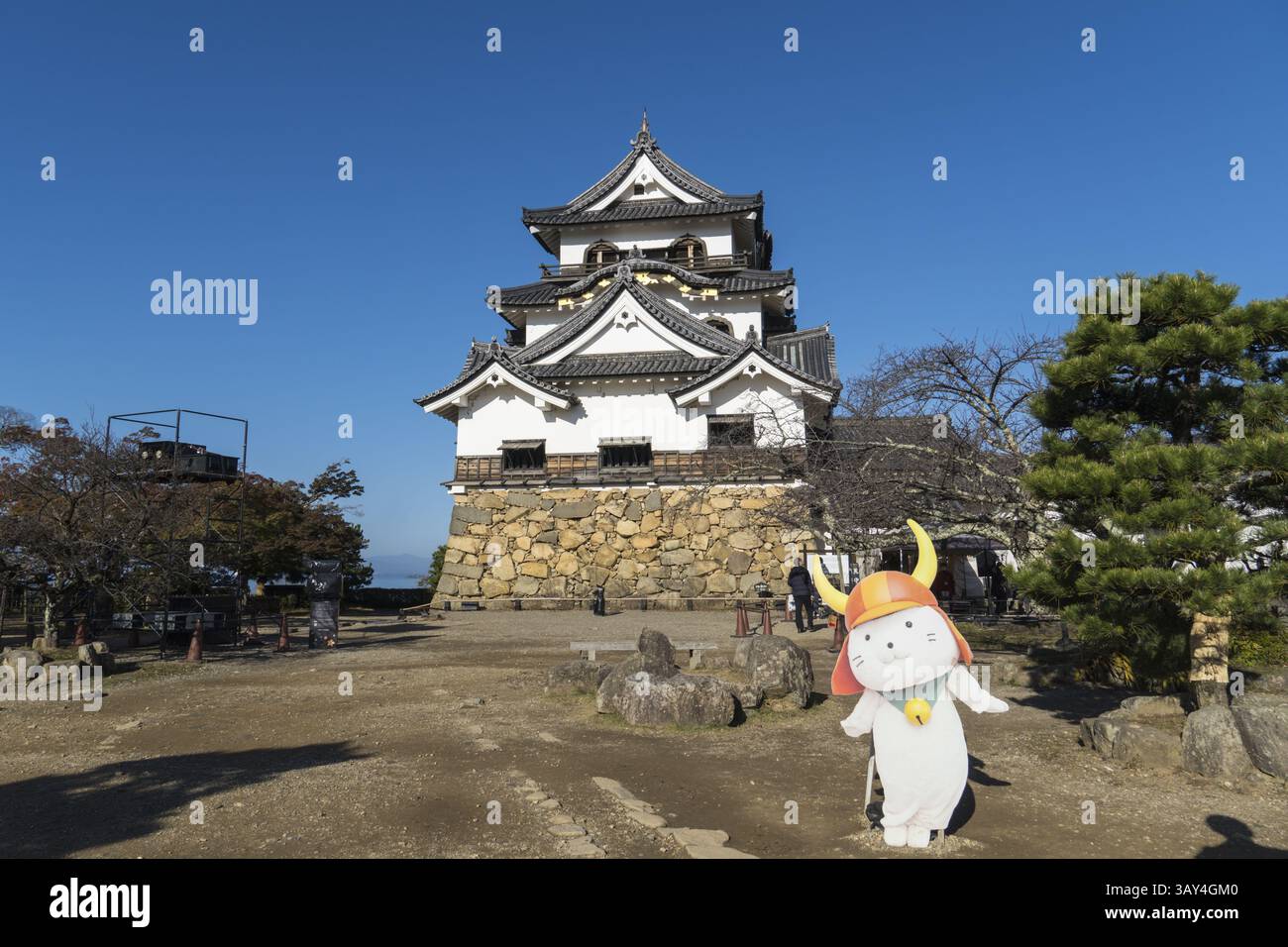 Hikone Castle and mascot Hikonyan in Shiga, Japan Stock Photo - Alamy