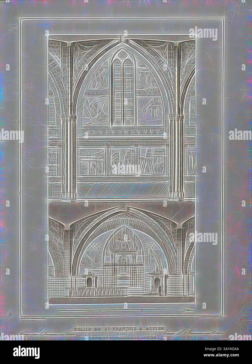 An intricately designed architectural space features grand arches and ...