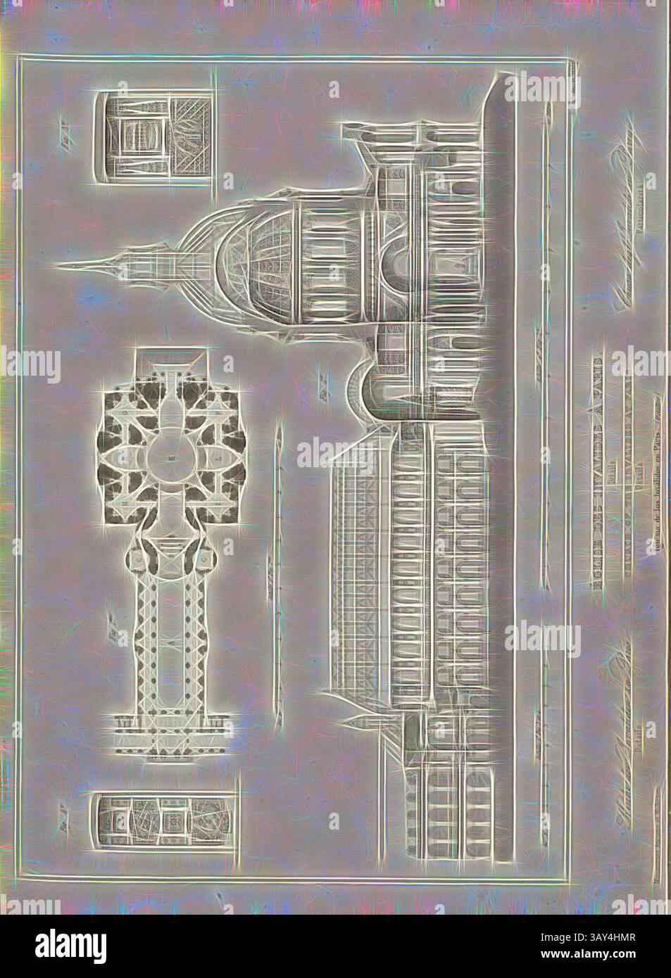 A detailed architectural blueprint showcases intricate designs ...