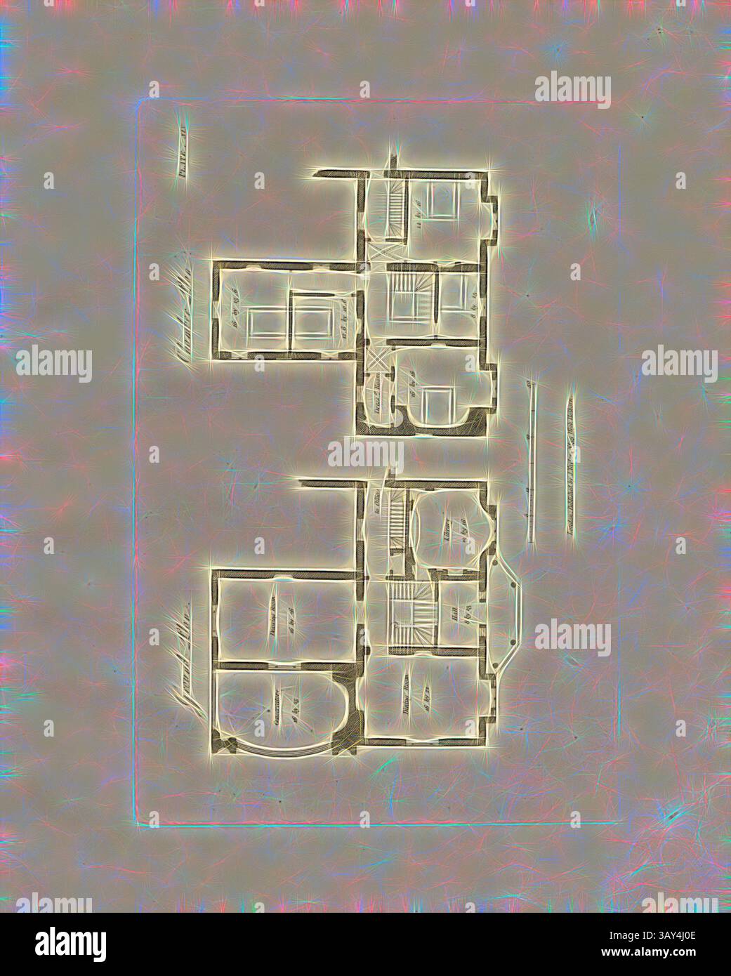 A detailed floor plan featuring multiple rooms, including a living area ...