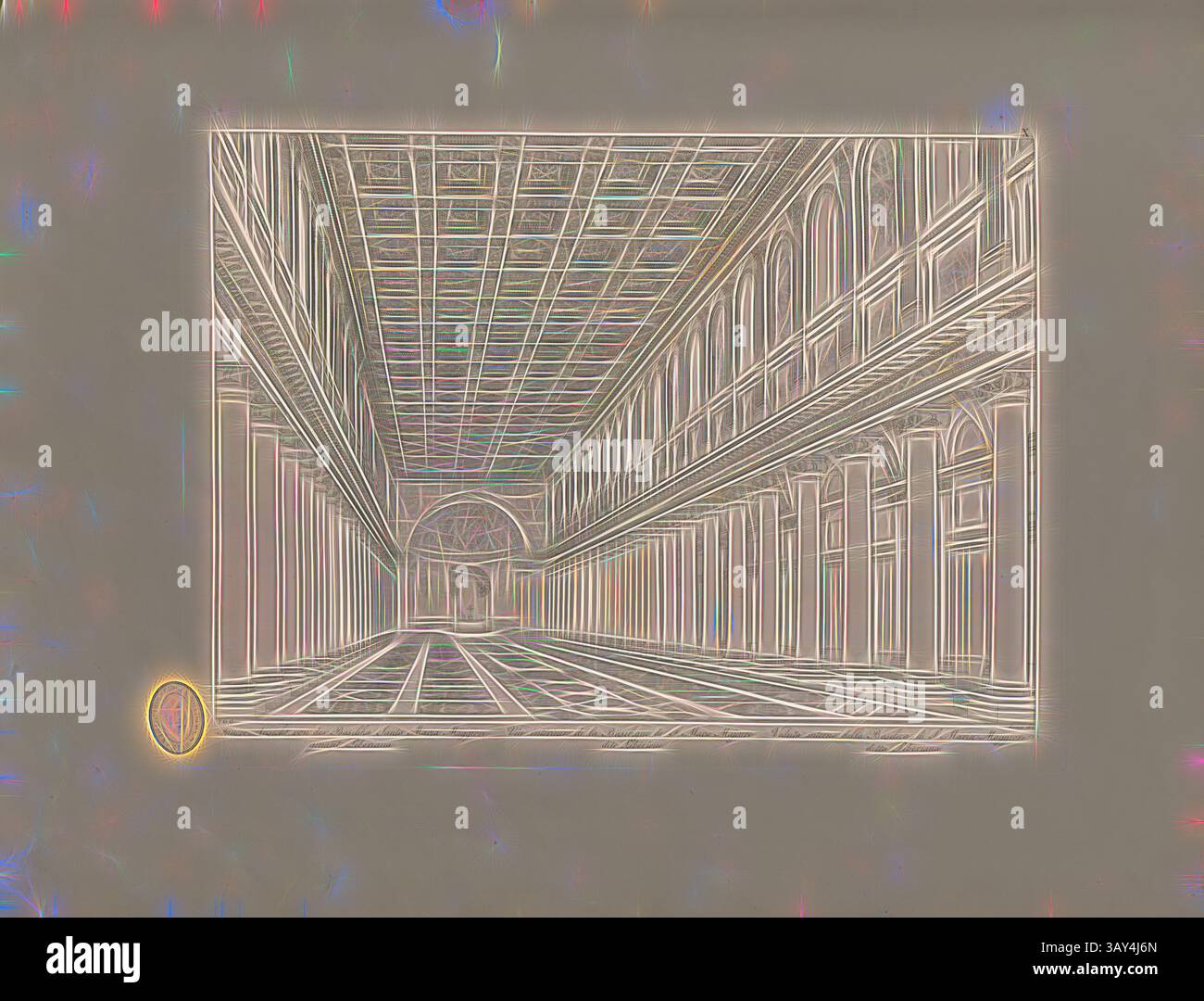 A grand architectural interior featuring expansive arches and intricate ...