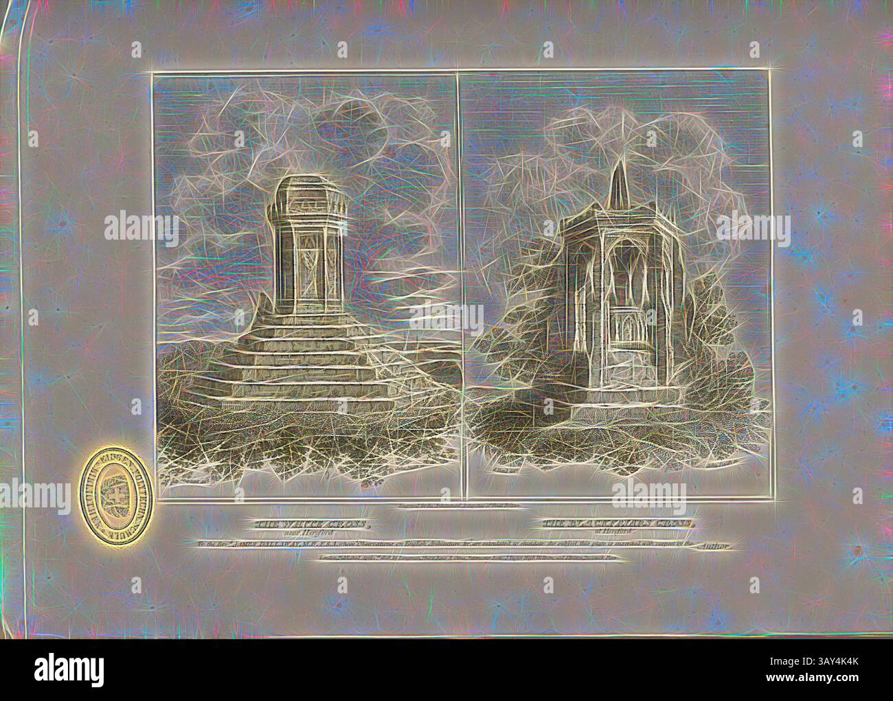 A detailed illustration showcases two architectural structures, each ...