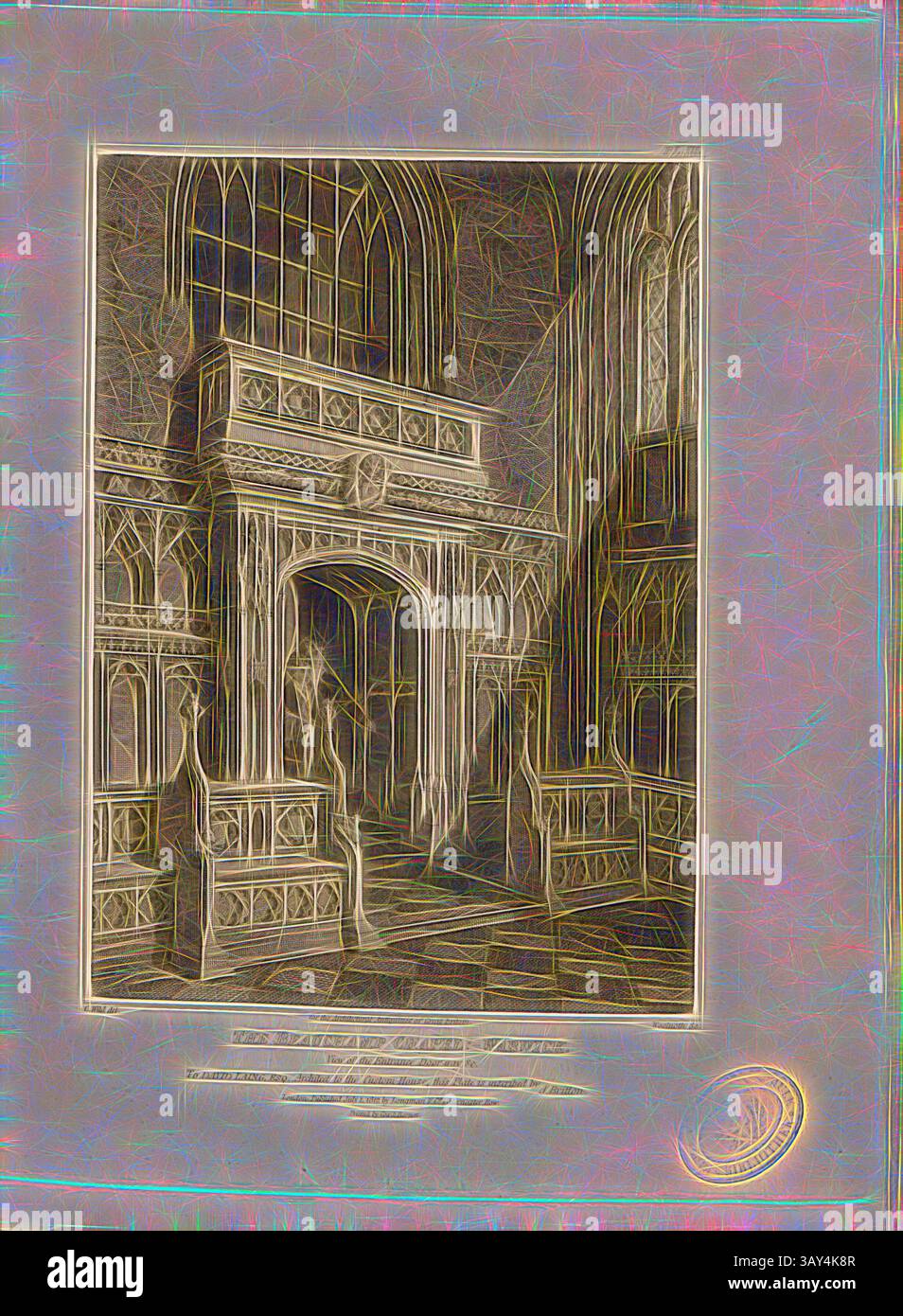 A grand gothic interior features intricate architectural details ...