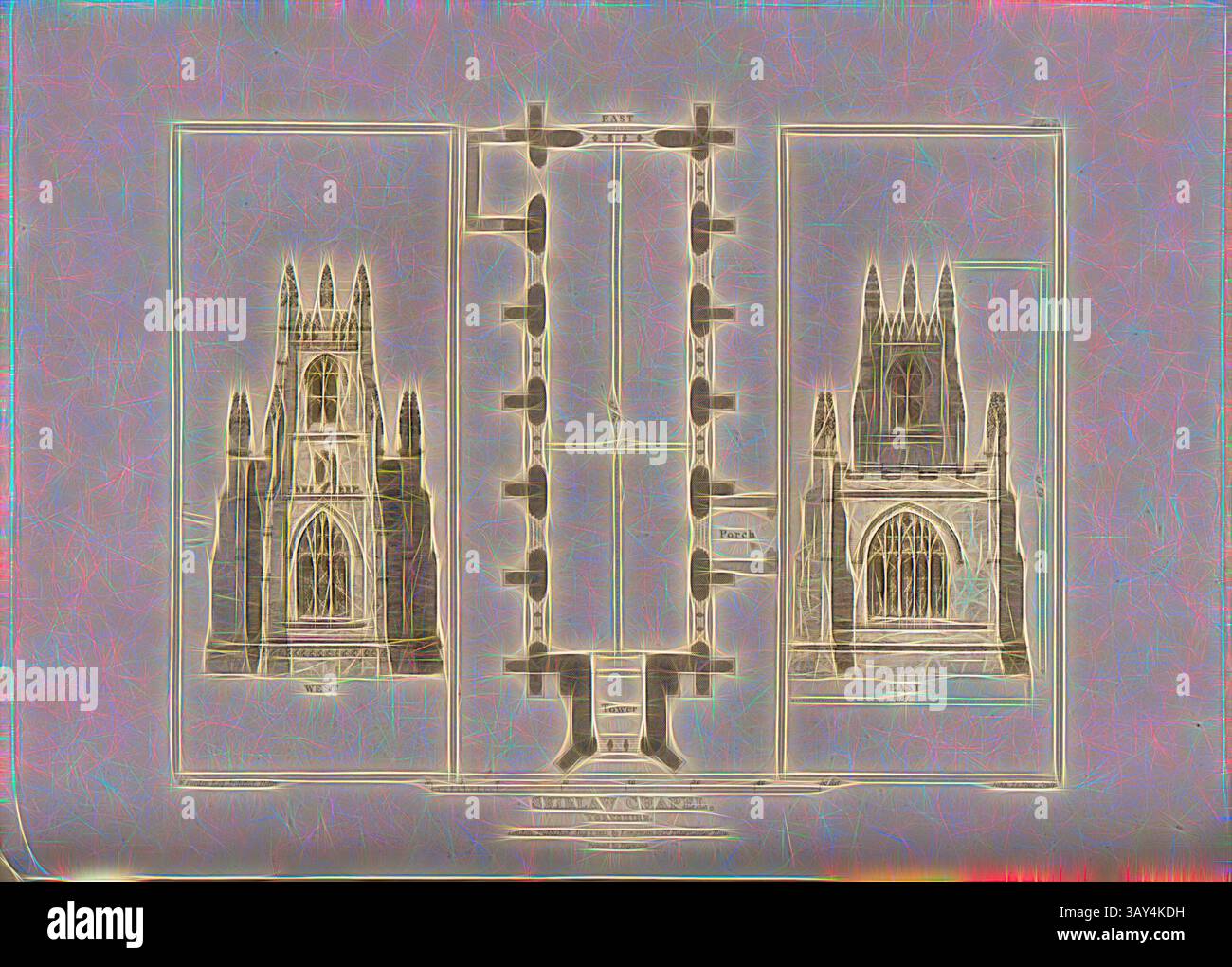 A detailed architectural blueprint showcases a grand cathedral design ...