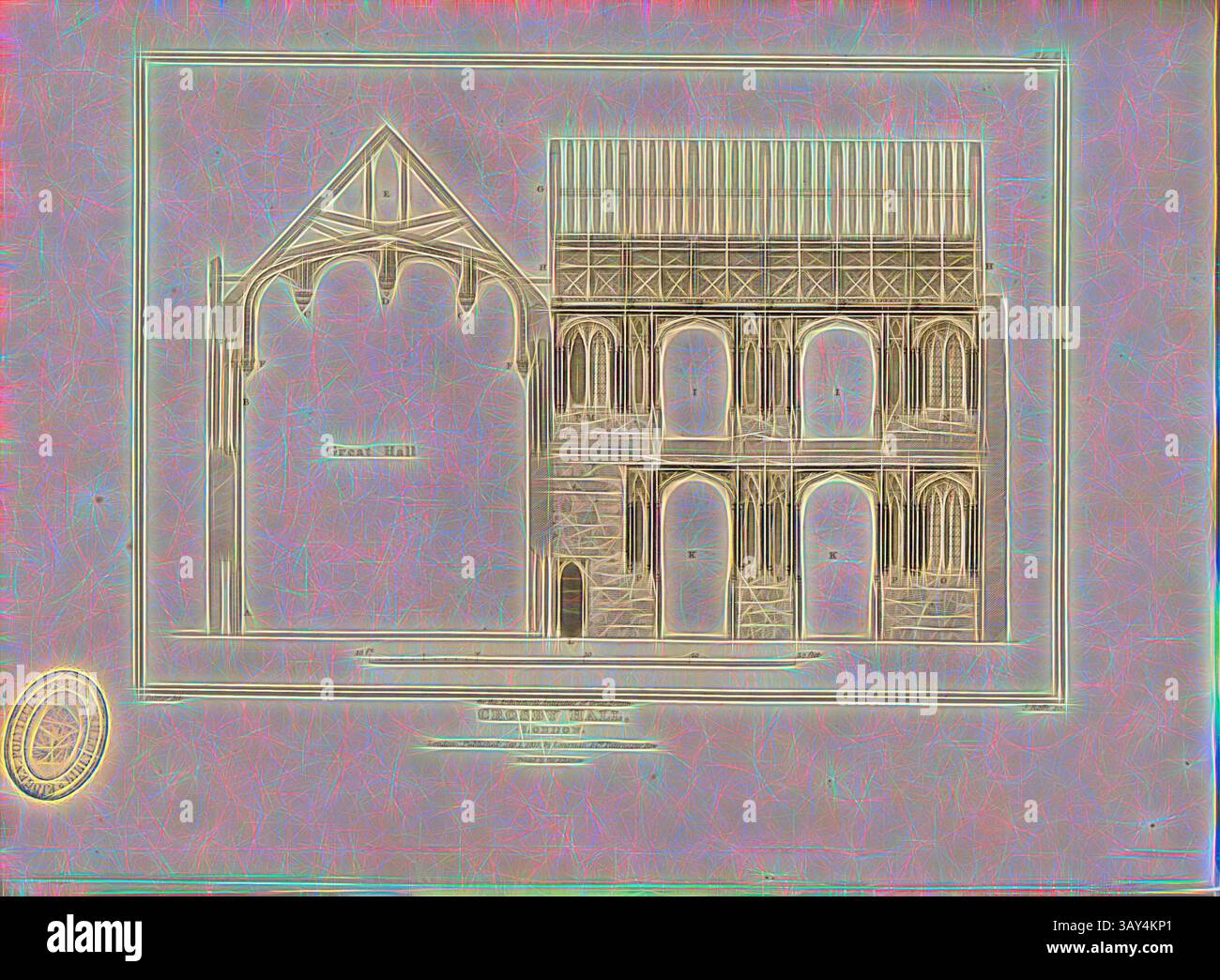 A detailed architectural illustration showcasing a historic structure ...