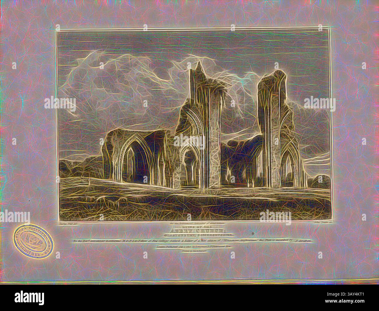 A surreal interpretation of ancient ruins, featuring towering stone ...