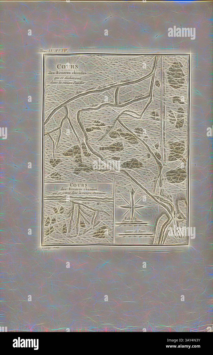 A detailed map depicting a network of waterways and land features ...