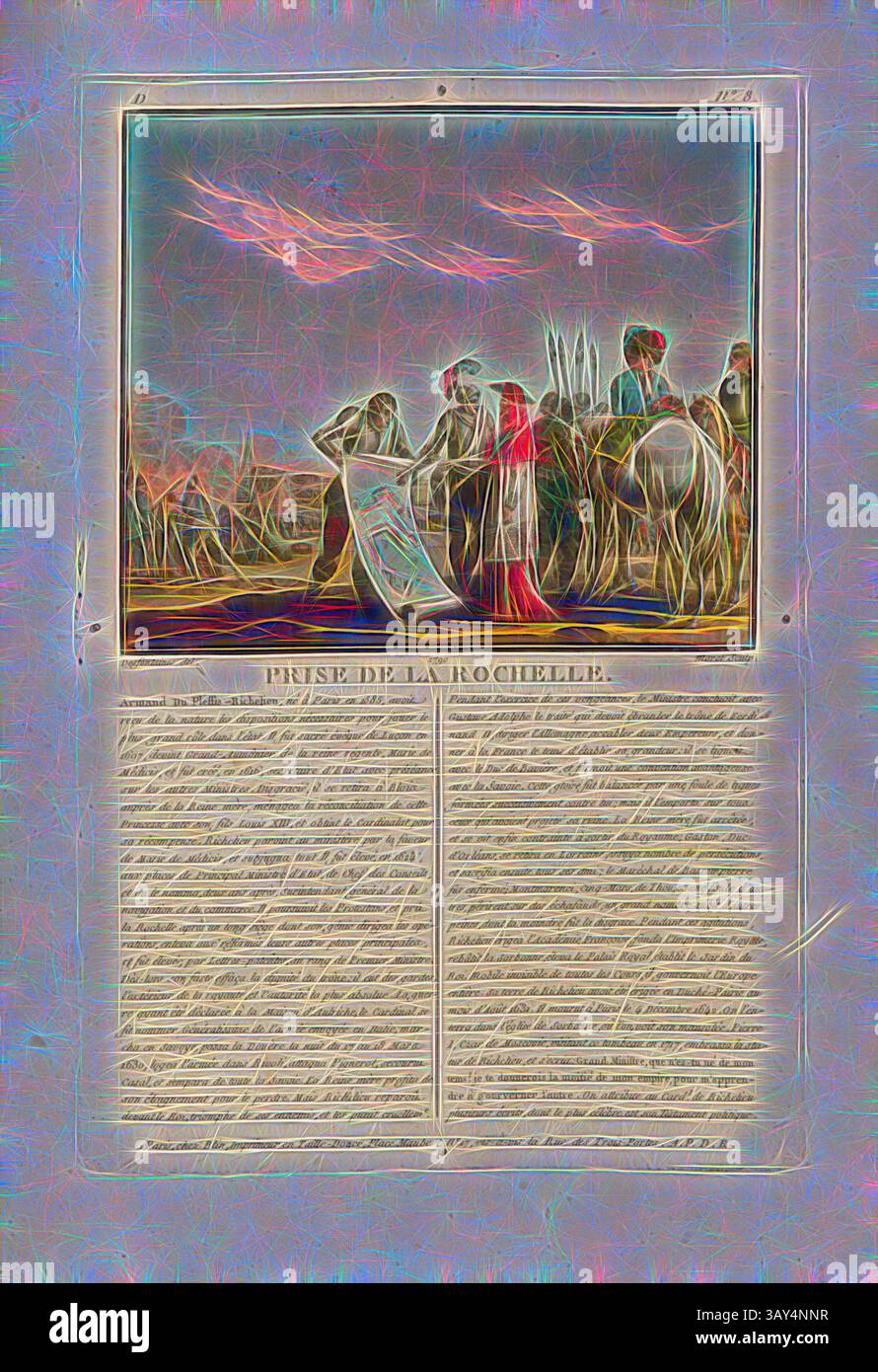 A historical scene depicts a group of individuals engaged in a ...