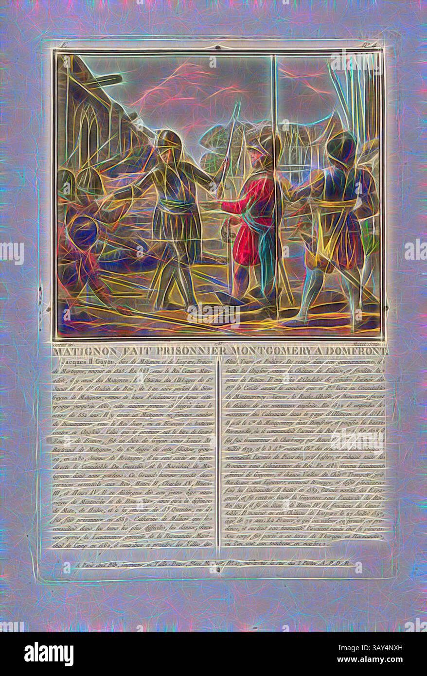 A historical scene depicting a group of figures engaged in an intense ...