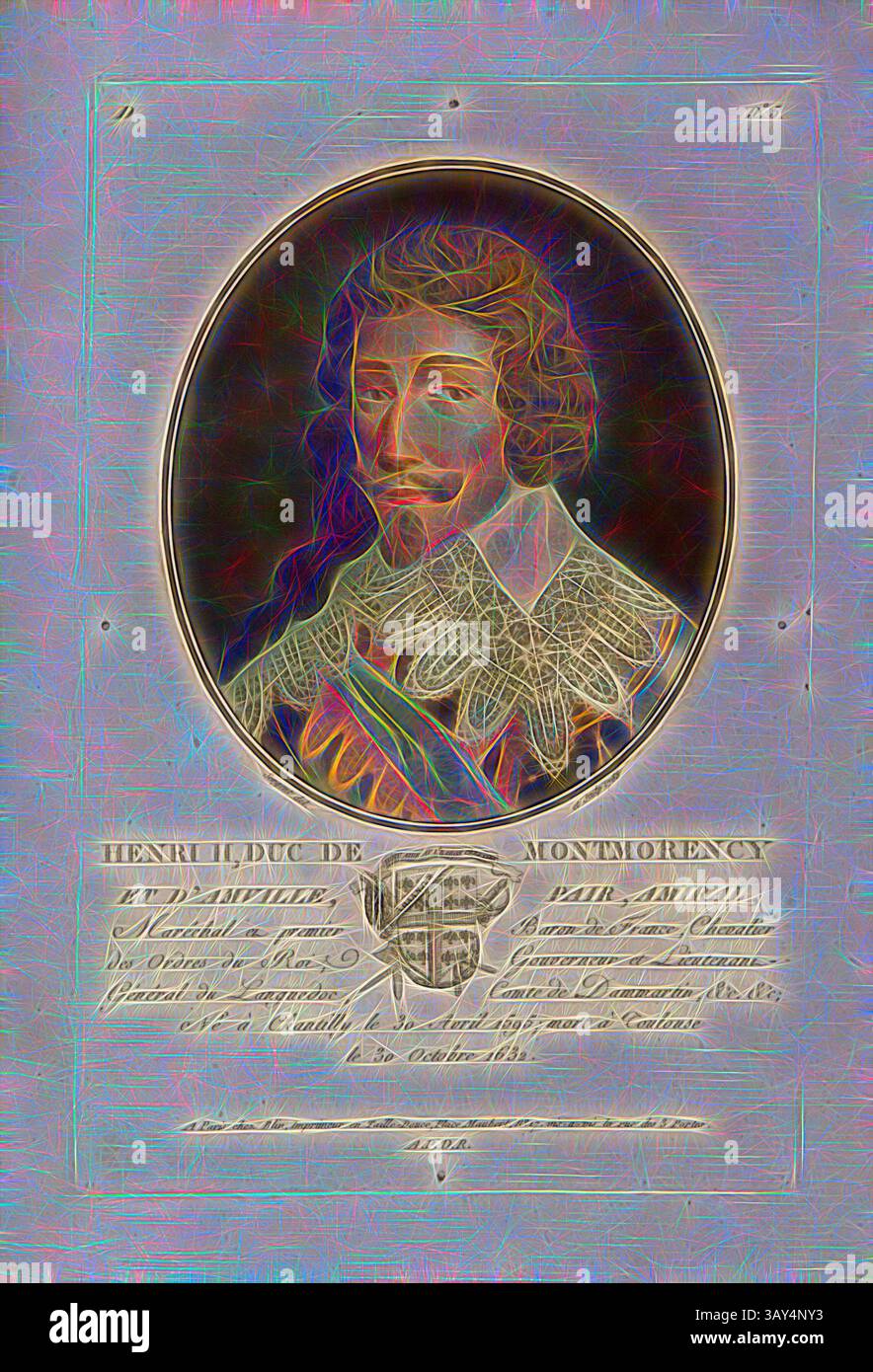 A stylized portrait of a historical figure, featuring a detailed ...