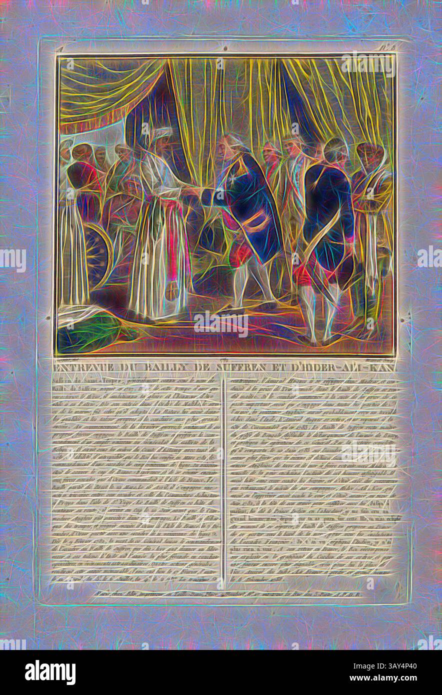 A historical scene depicting a formal meeting between prominent figures ...