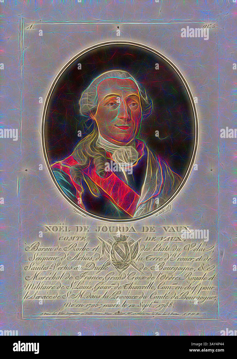 A historical portrait of Noël de Jouy de Vaux, featuring a figure in ...