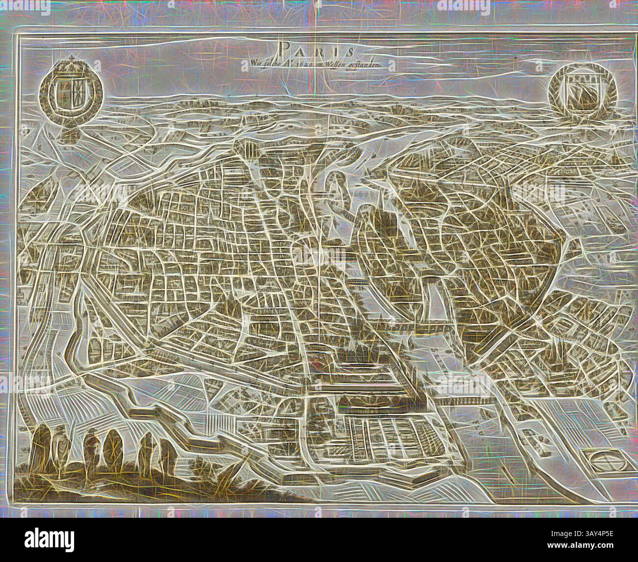 A detailed map of Paris, showcasing the city's layout with intricate ...