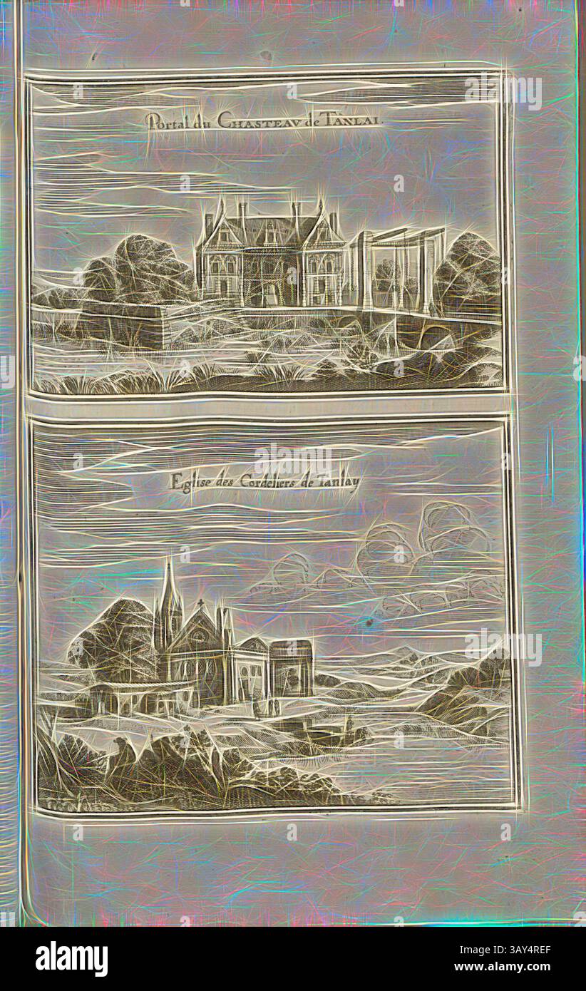 Two detailed illustrations depict a grand chateau and a distinctive ...