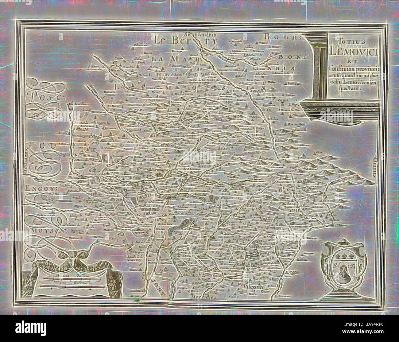 An intricately detailed map showcasing regions and towns, marked with ...