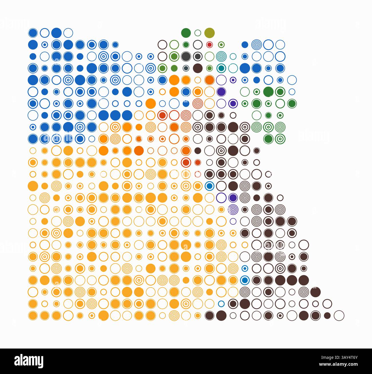 Egypt, shape of the country built of colored cells. Digital style map ...