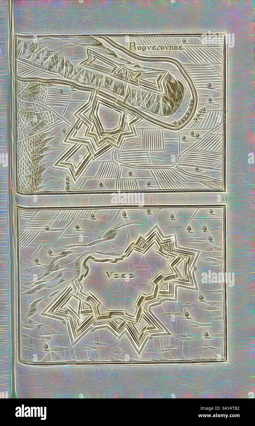 A detailed map showcasing two distinct areas, featuring intricate ...