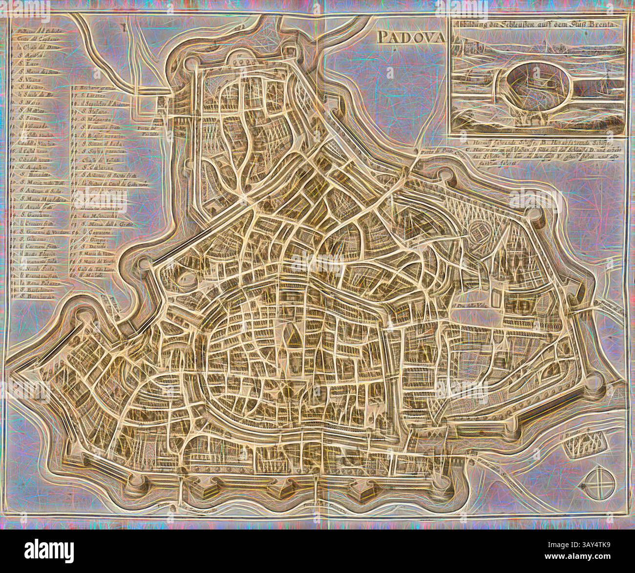 Intricately detailed historical map of padua hi-res stock photography ...