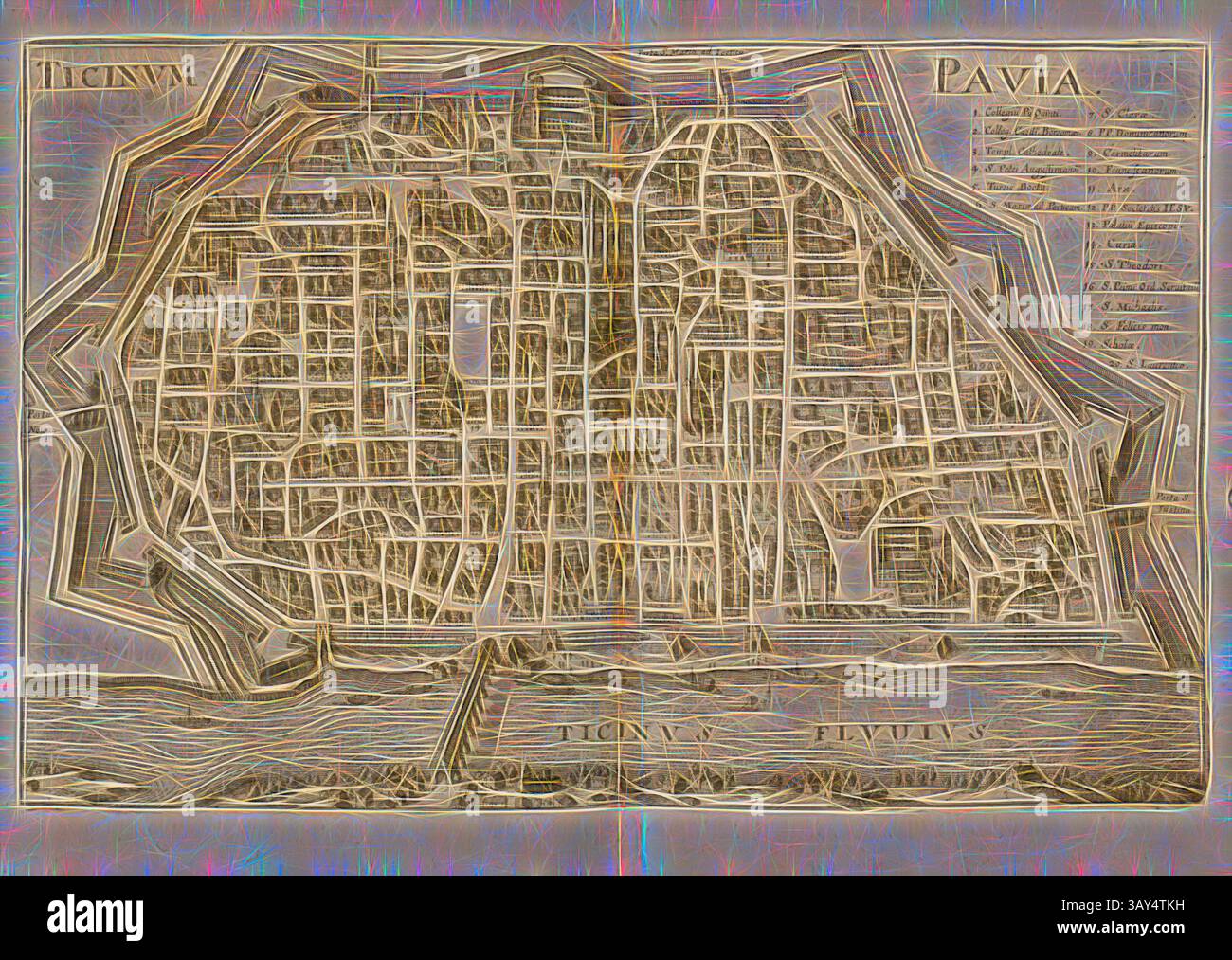 A detailed, ornate representation of a city layout, showcasing streets ...