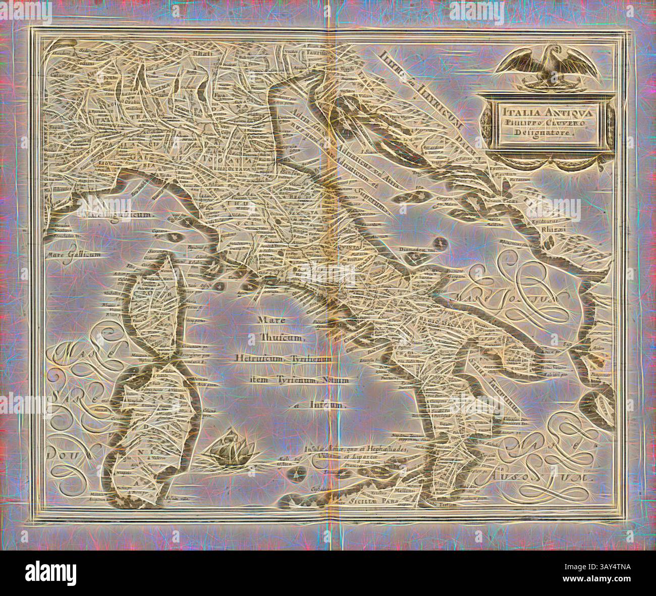 An intricate map of ancient Italy, featuring detailed coastlines ...