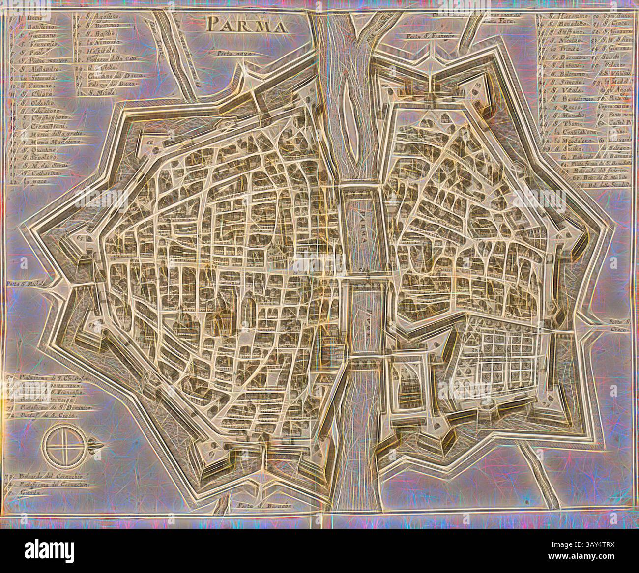 A detailed historical map of Parma, showcasing its intricate street ...