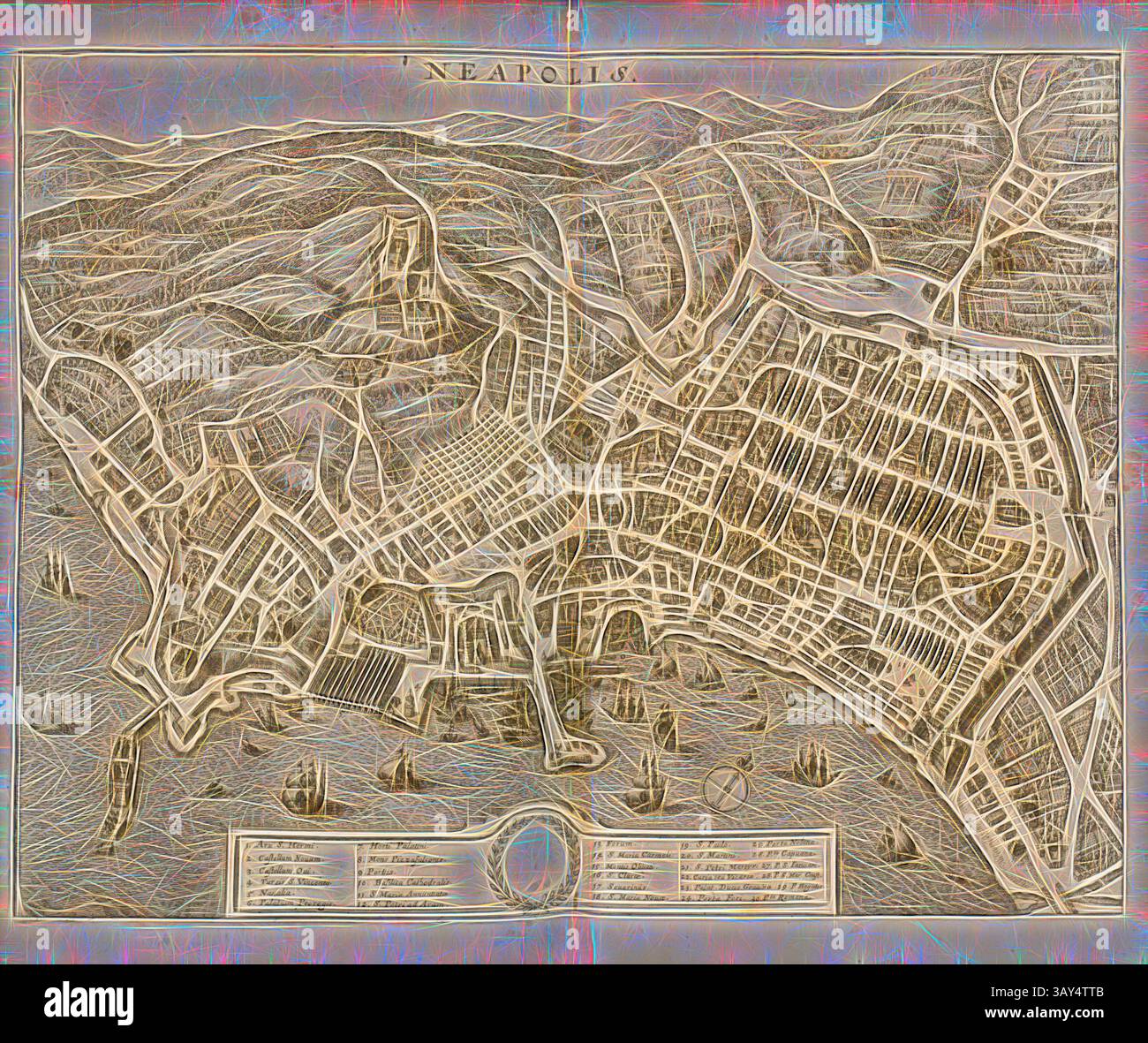 A detailed map of Naples, showcasing its intricate street layout ...