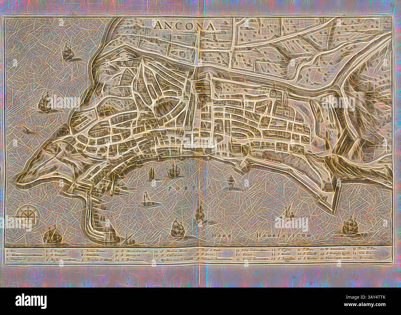 A detailed historical map of Ancona, showcasing its intricate layout ...