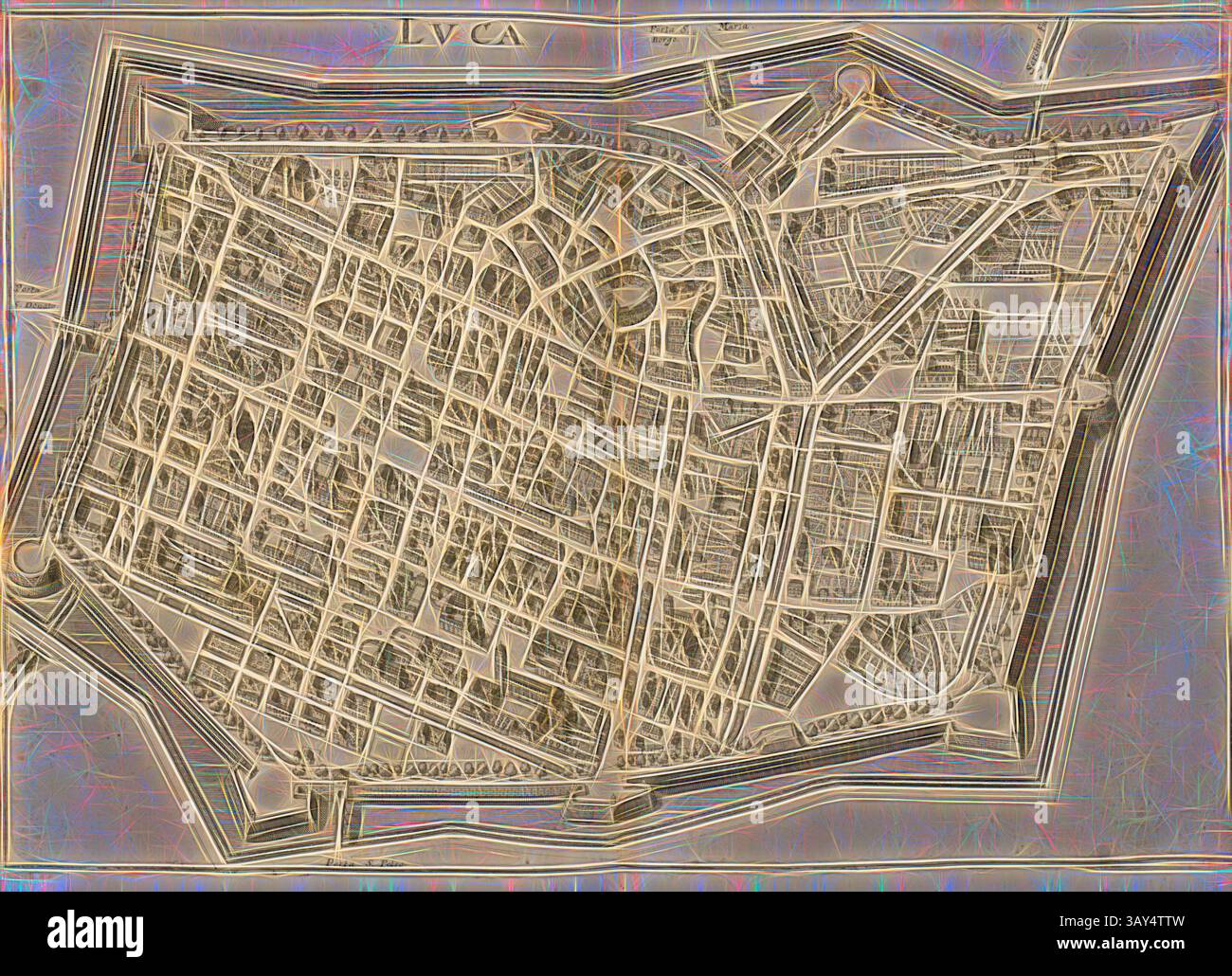 A detailed, abstract representation of a city's layout, showcasing an ...