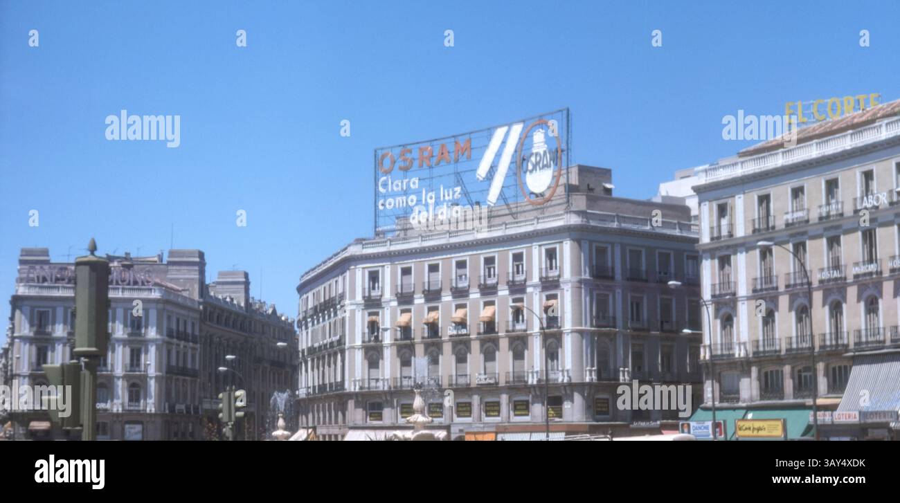 Madrid, Spain in seventies. Puerta del Sol, public square, as it was in ...