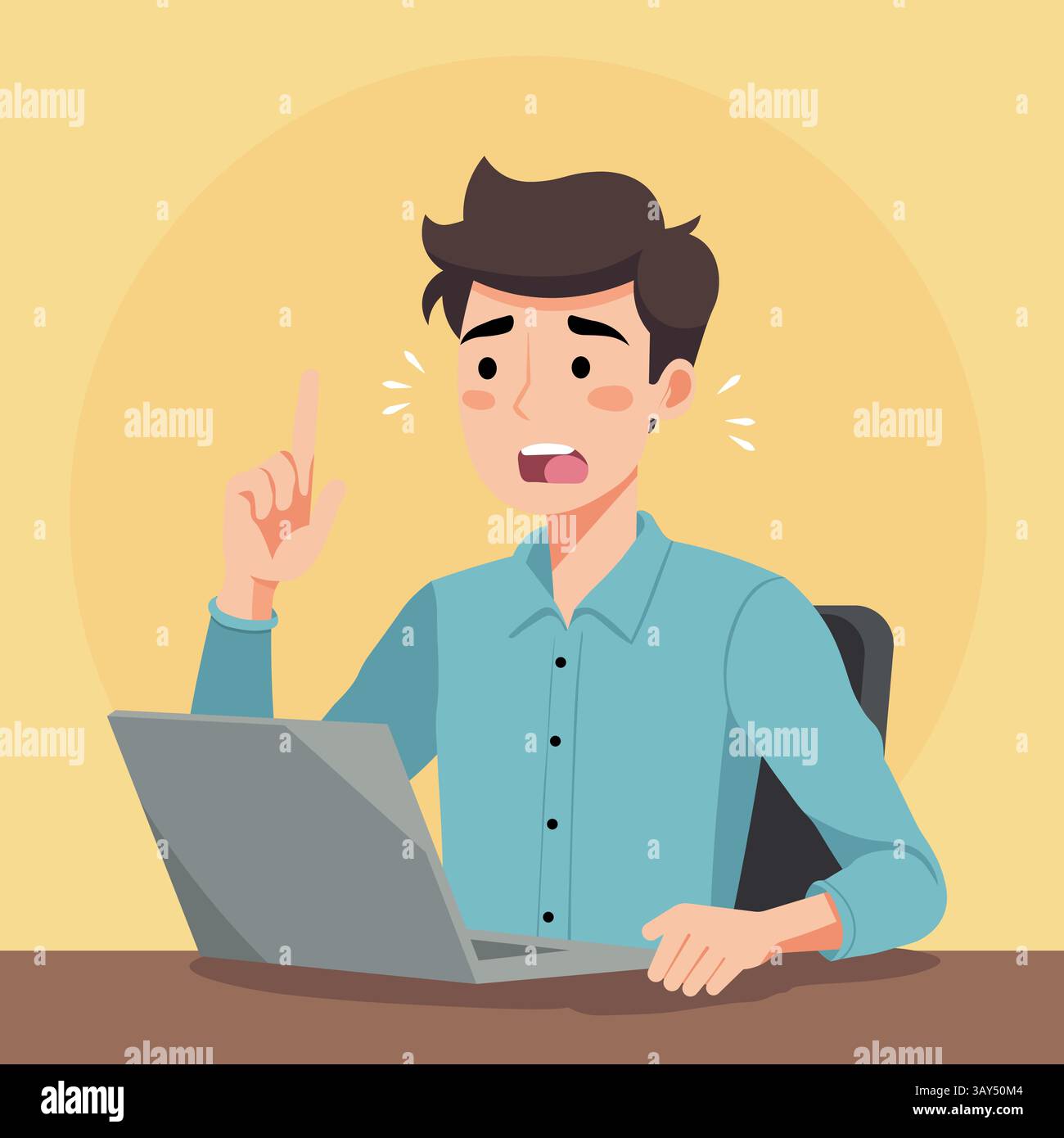 Surprised man office desk Stock Vector Images - Alamy