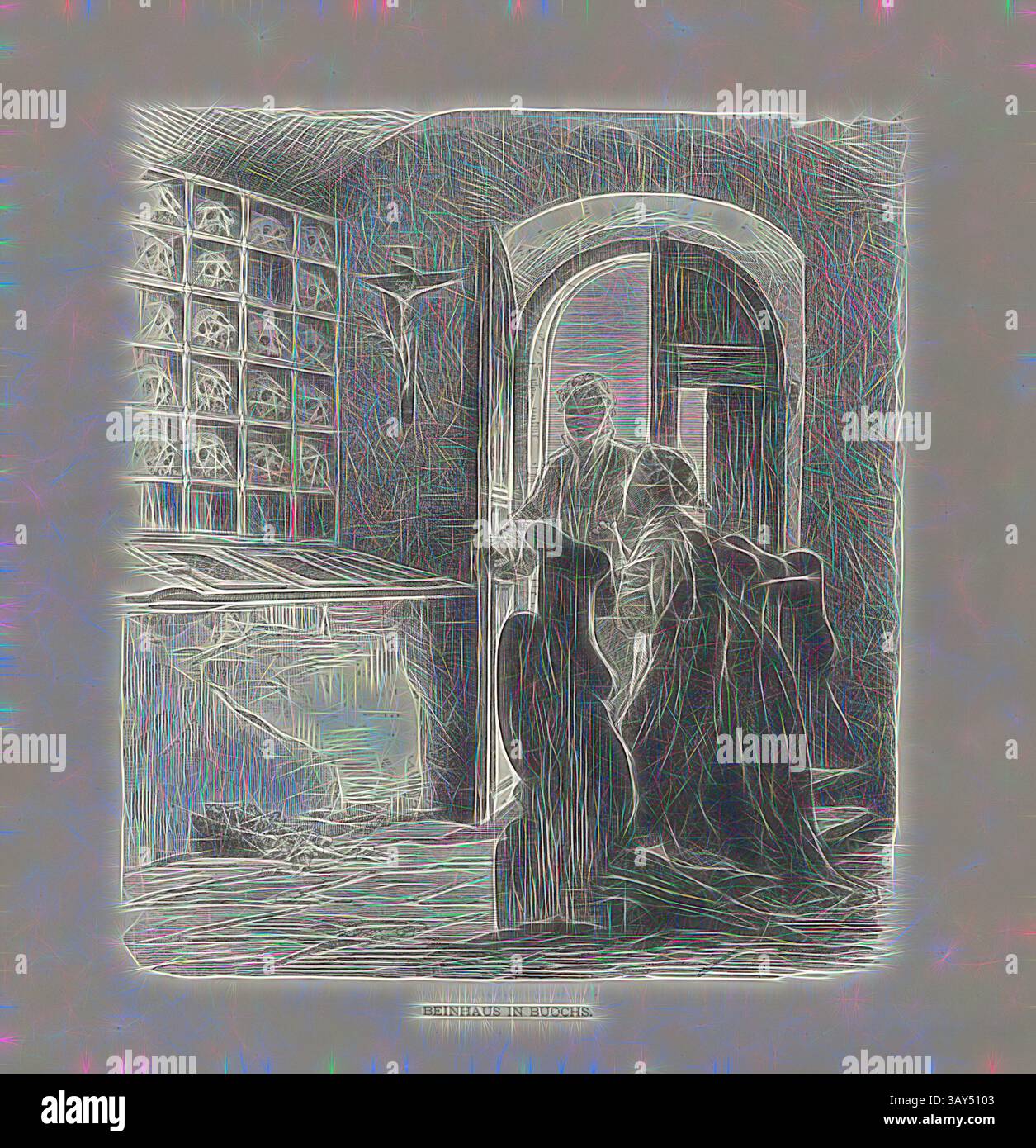 A figure stands next to an ornate doorway, peering into a room adorned ...