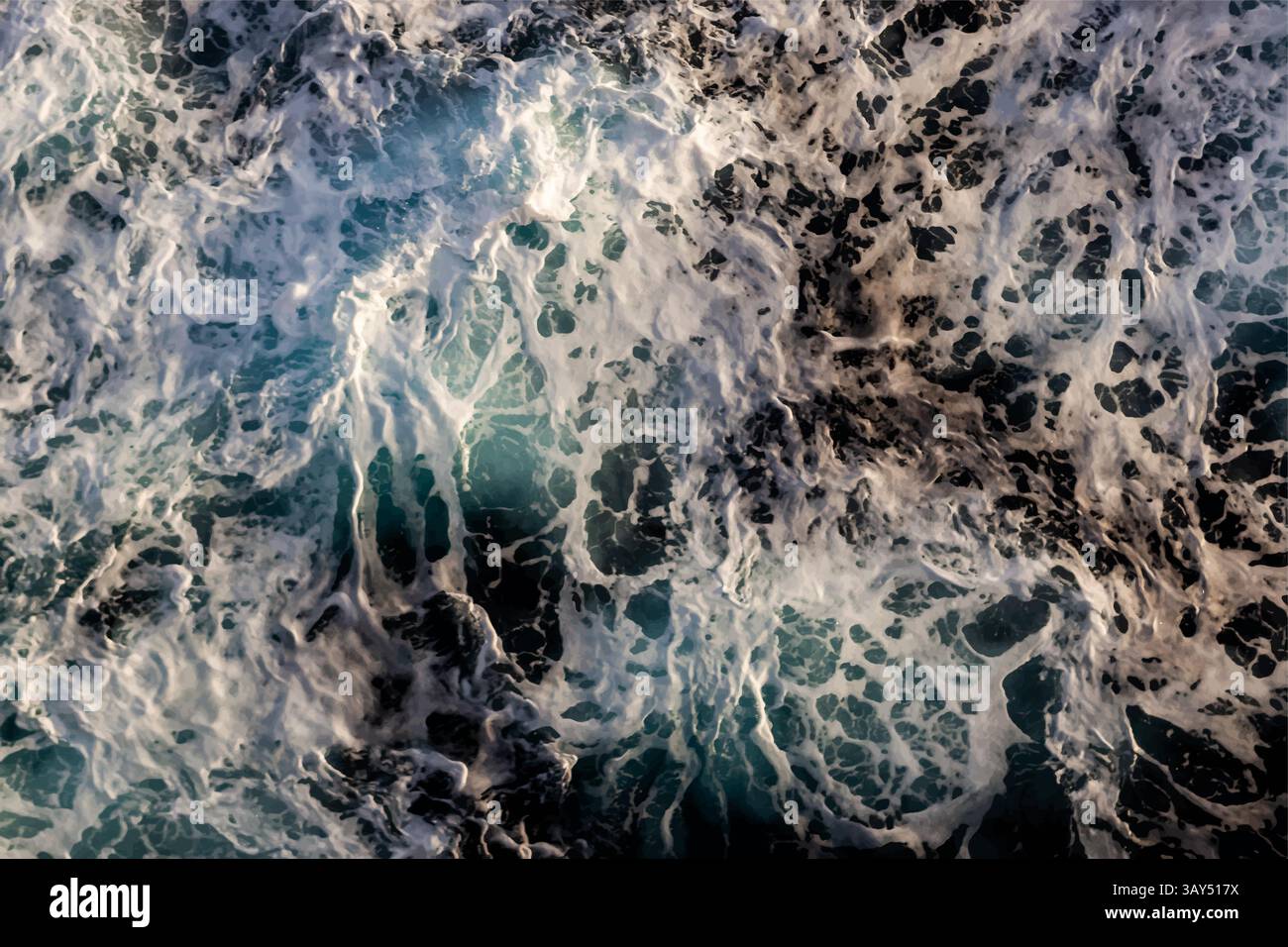 Sea surface background. Top view of elegant foamy water. Can be used in ...