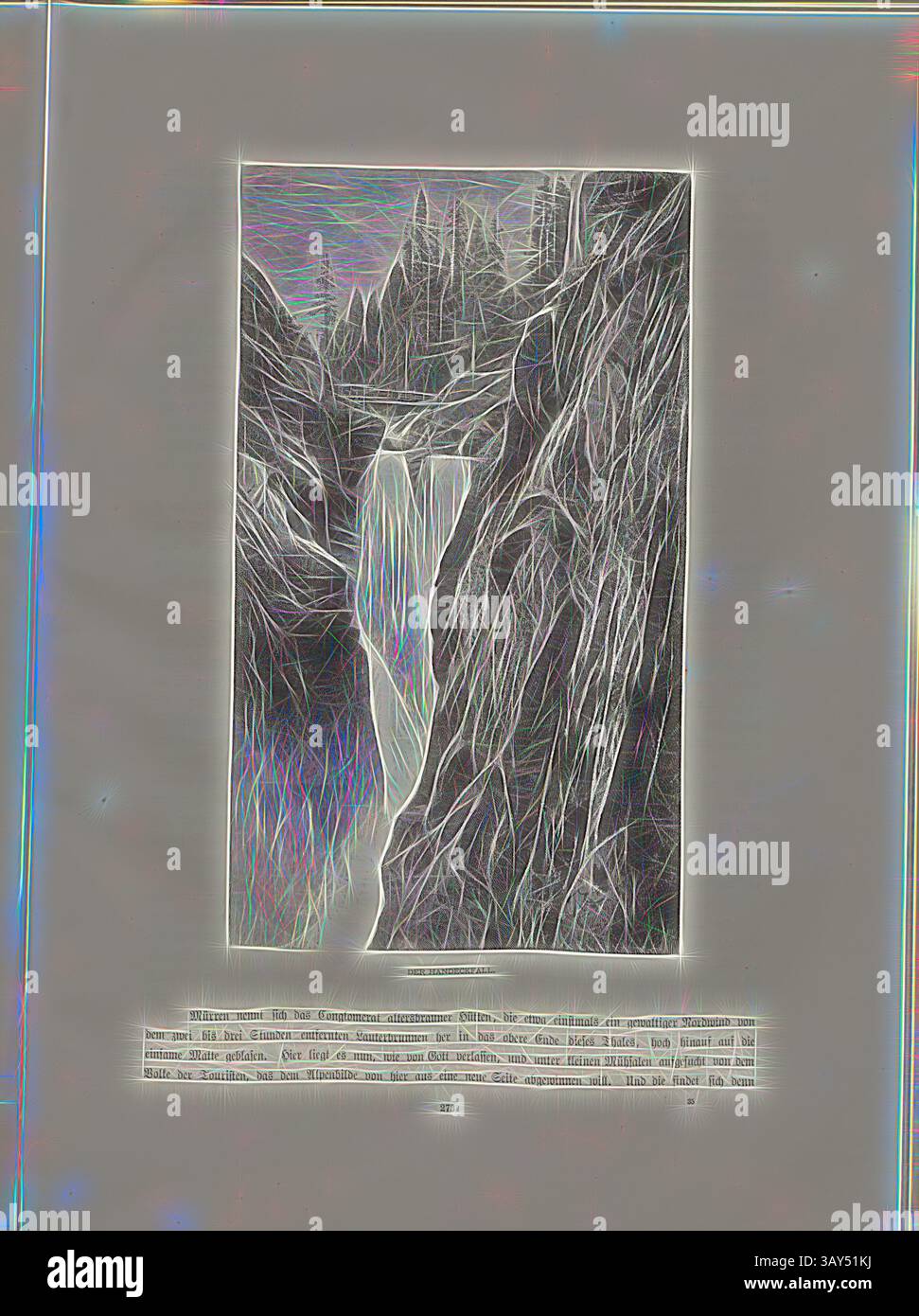 A striking illustration captures a narrow canyon with sharp rock ...