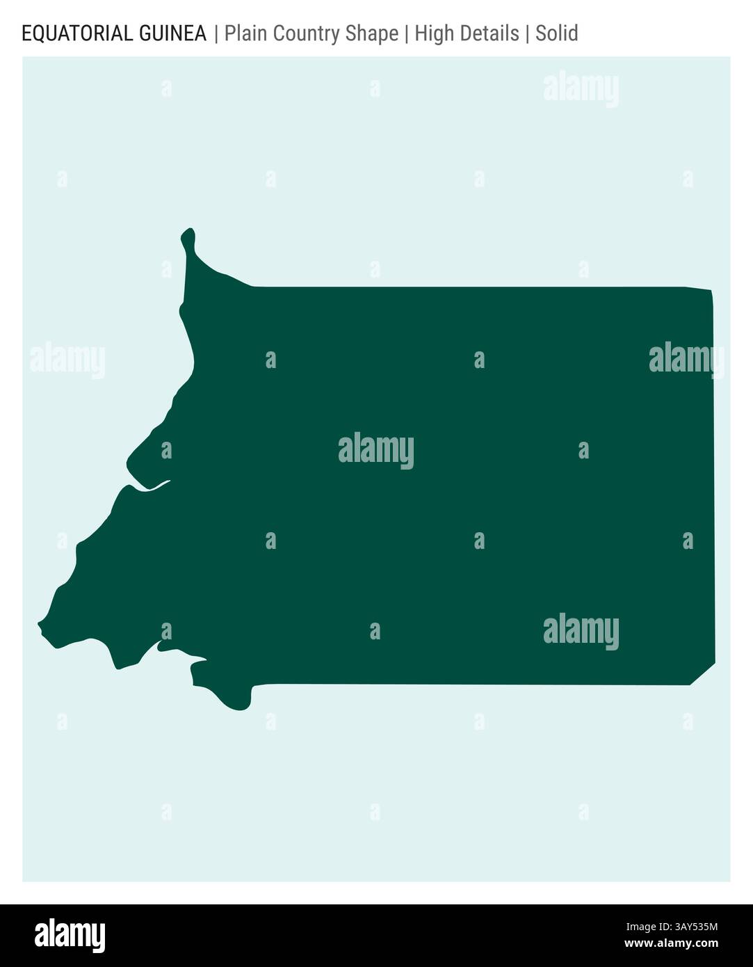 Equatorial Guinea plain country map. High details. Solid style. Shape of Equatorial Guinea ...