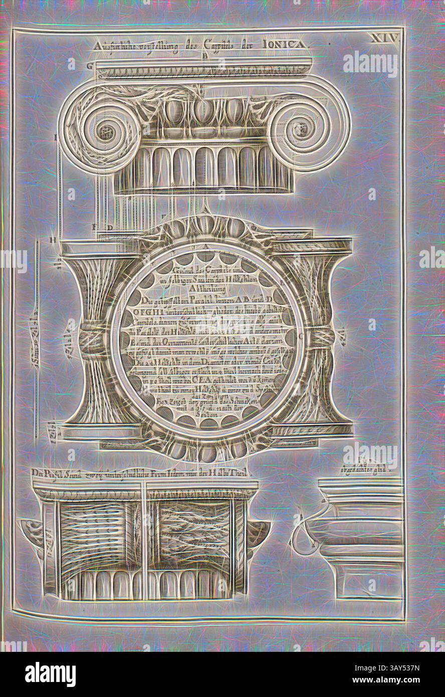 An intricate architectural depiction featuring classical elements such ...