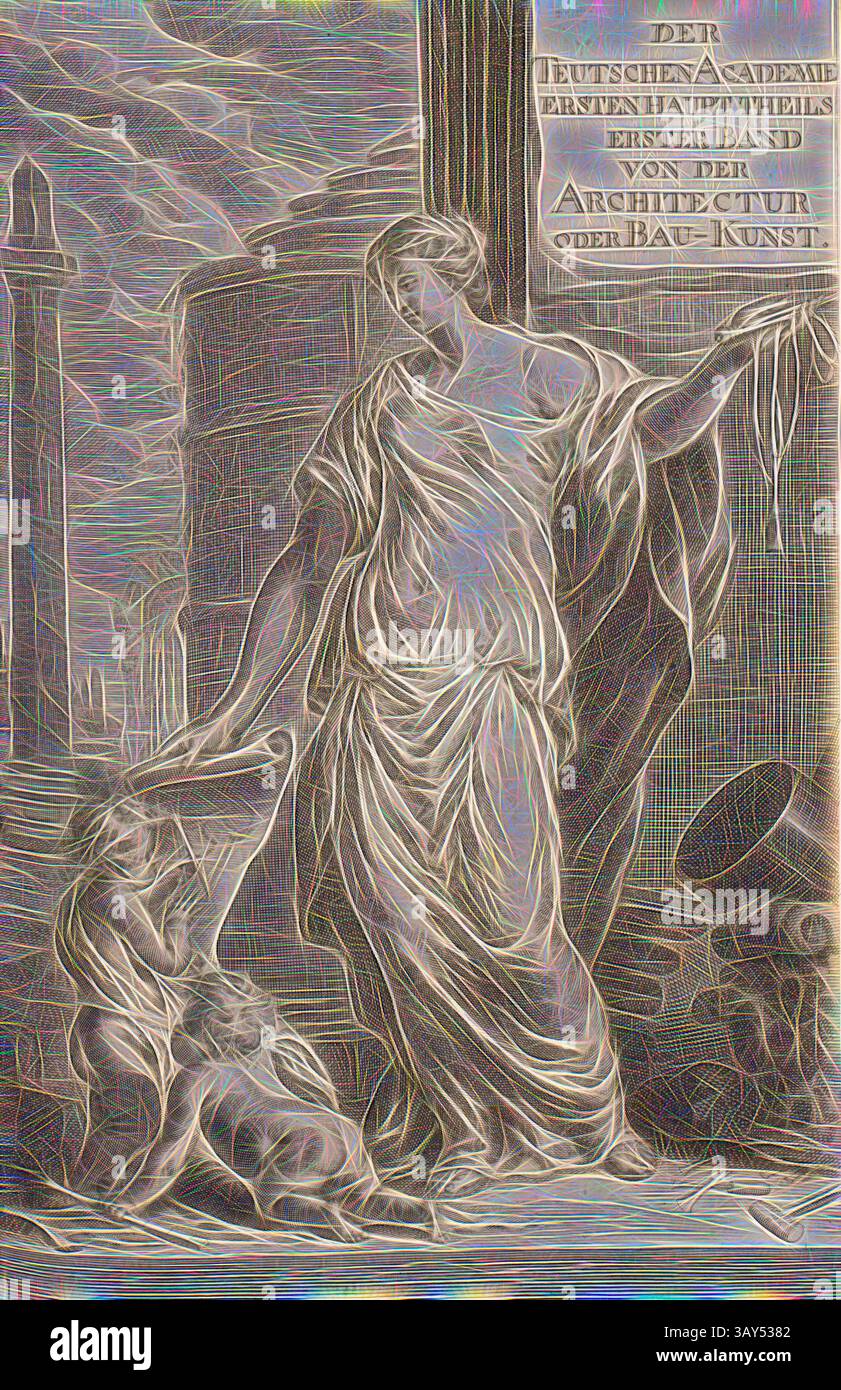 A classical figure in flowing robes stands elegantly, gesturing towards ...