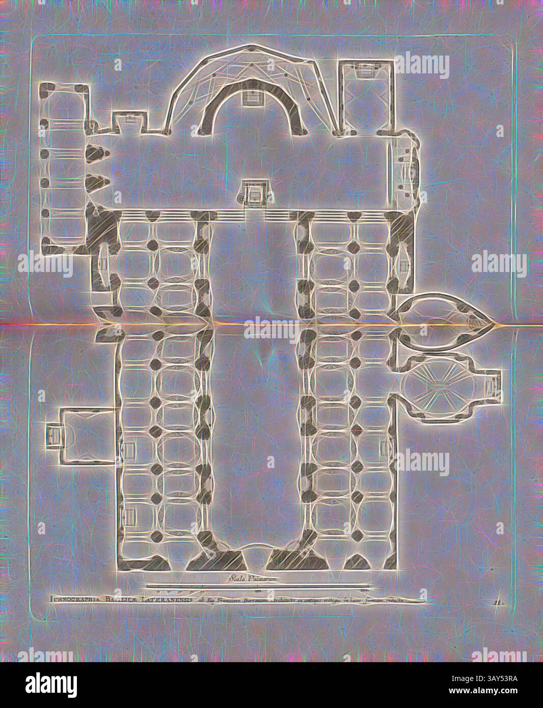 A blueprint featuring the architectural layout of a building ...