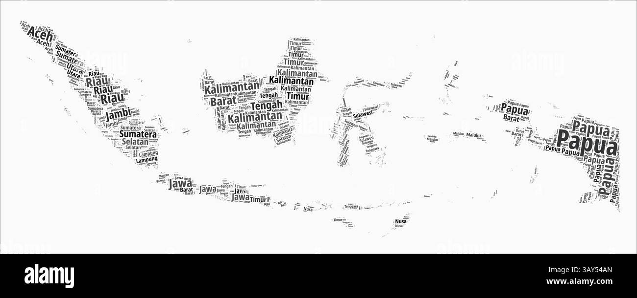Indonesia Text Style Regions. Country region names word clouds in ...