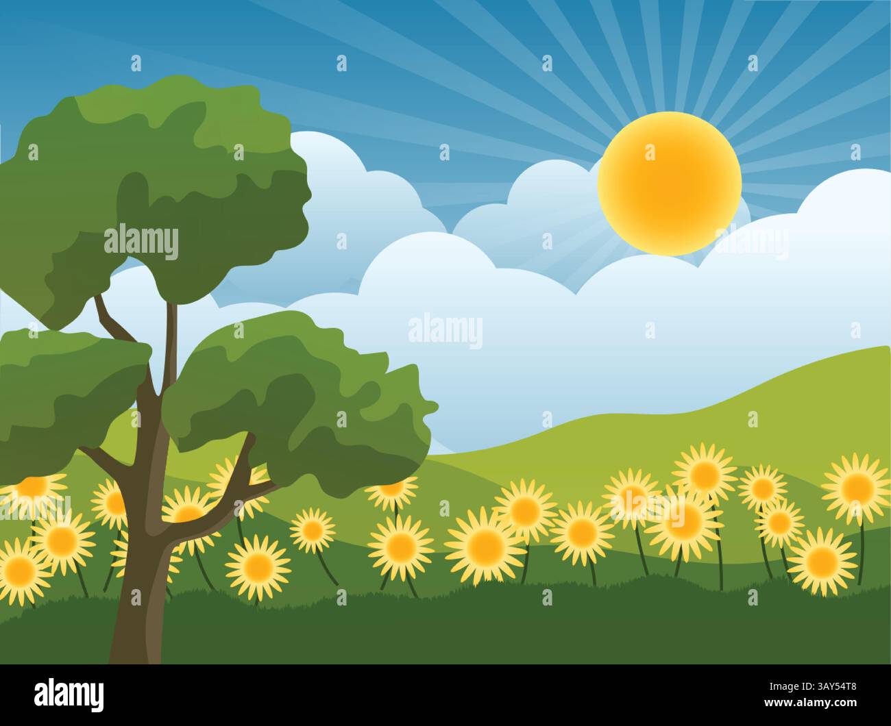 Gradient mountain sunrise. Vector illustration Stock Vector Image & Art ...