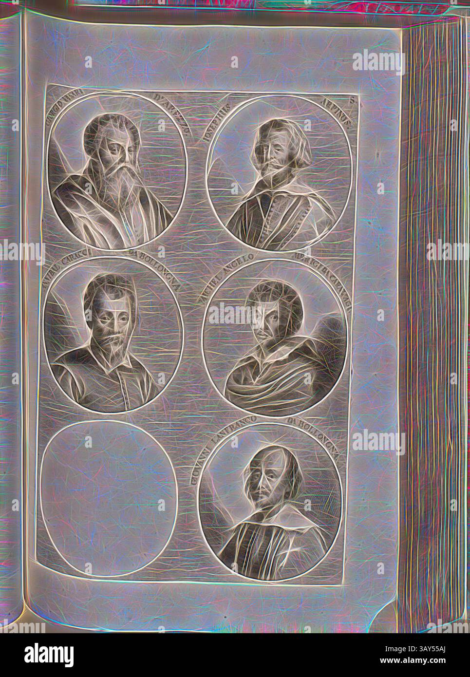 A collection of portraits featuring five historical figures, each ...