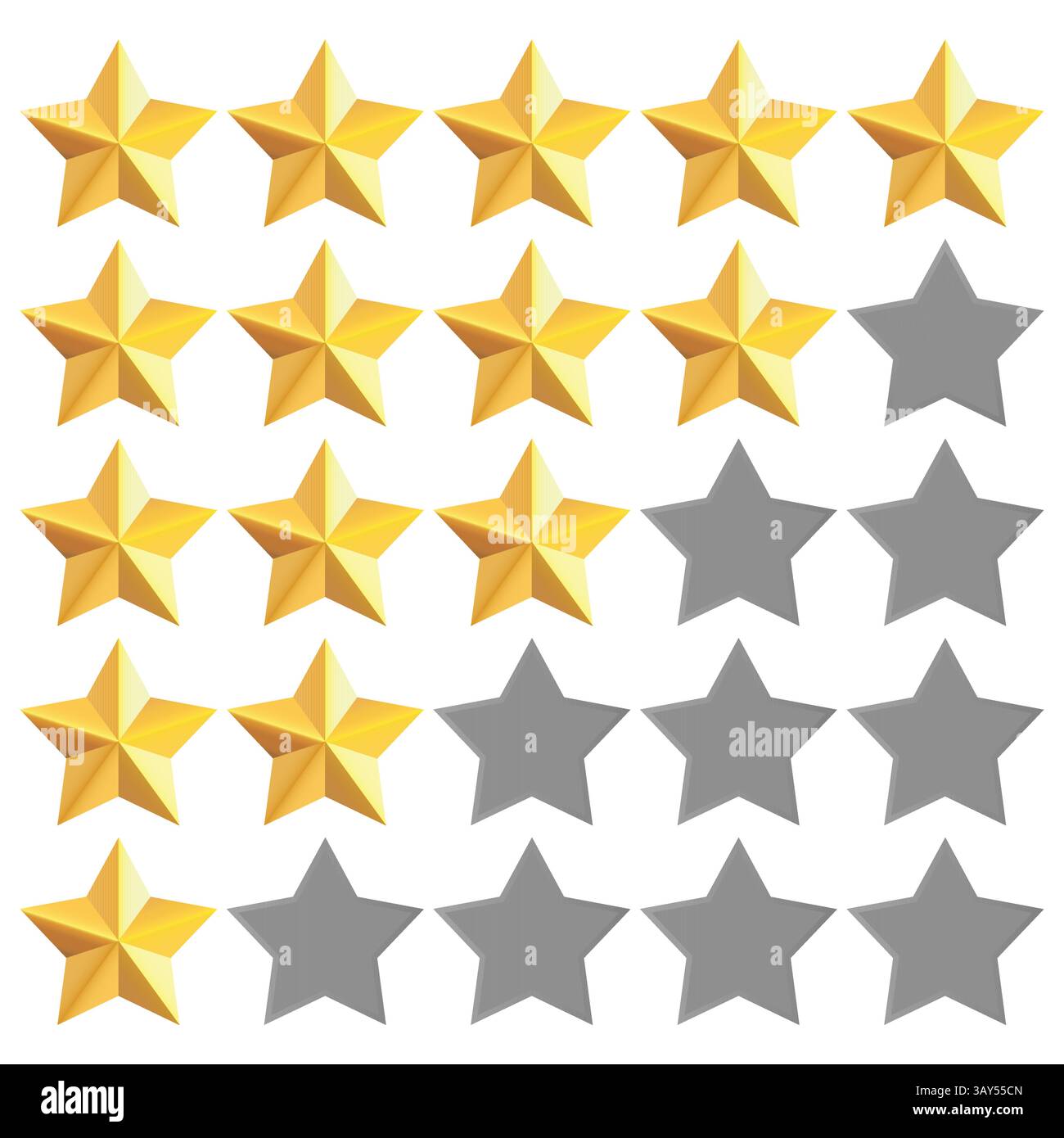 Five stars customer product rating review flat icon for apps and ...